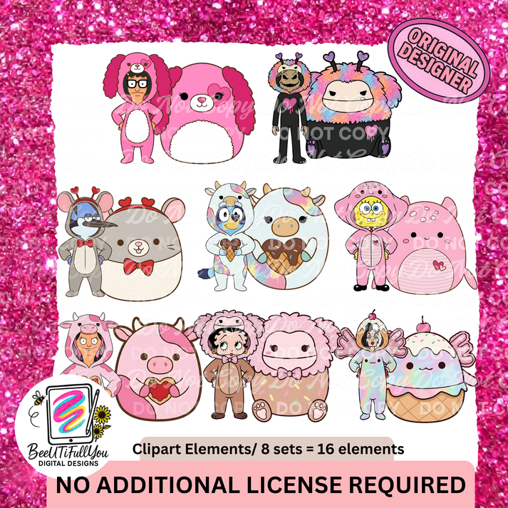 Valentine Character Clipart Pack | 16 PNG Elements | Commercial Use Cl ...