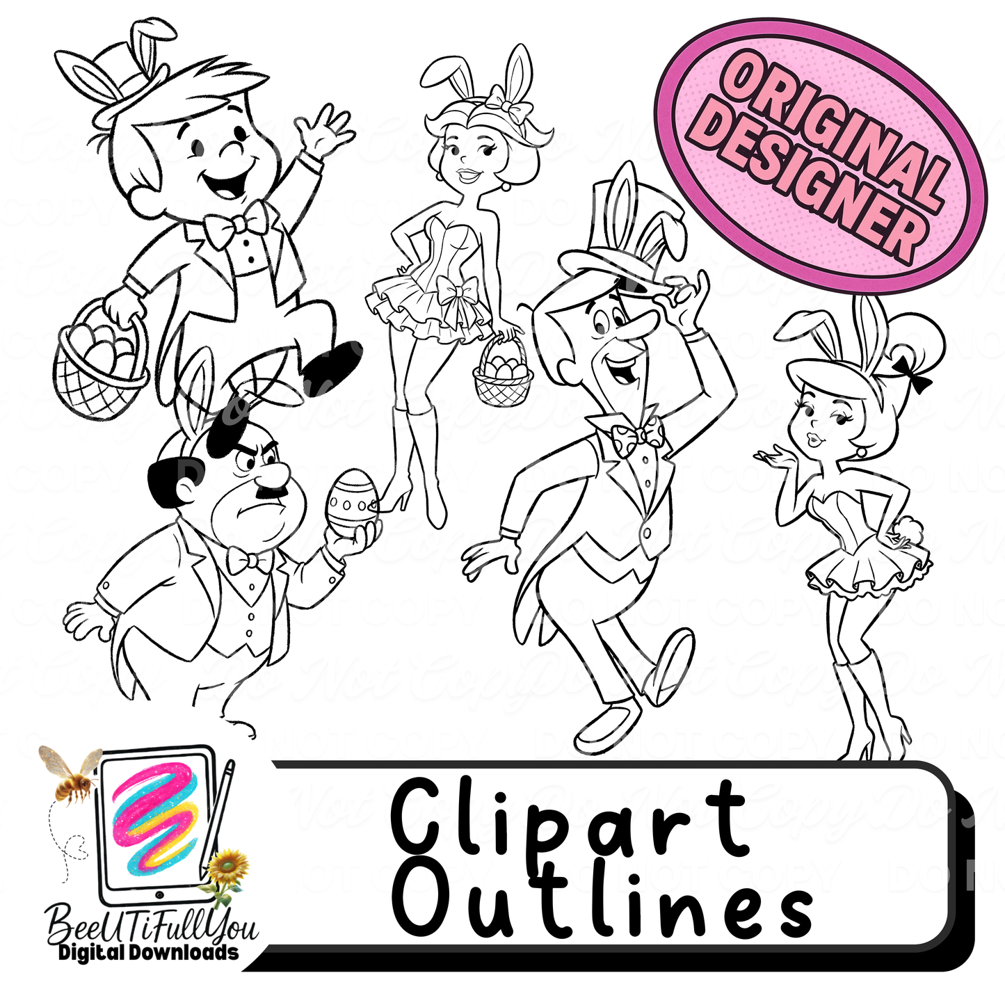 cartoon fam, Colored Clipart + Outline Clipart | BeeUTiFullYou Digital