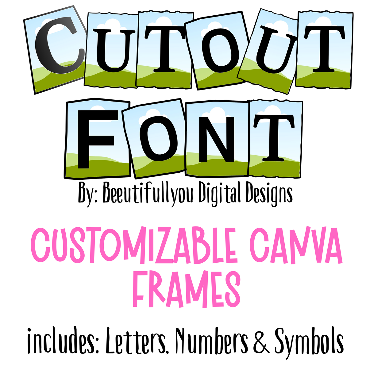 Cutout Font Canva Frames | Custom Alphabet Builder | Create & Sell You ...