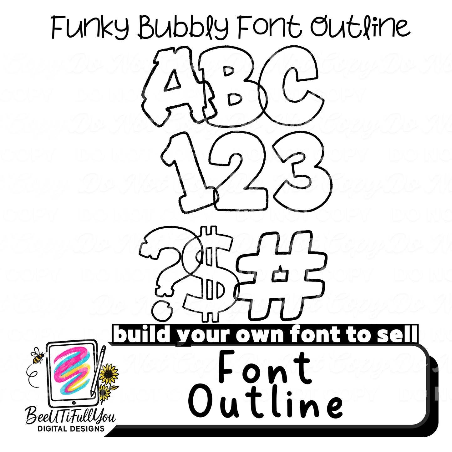 Funky Bubbly Font Outline + OTF | Install & Type Font | Build Your Own ...